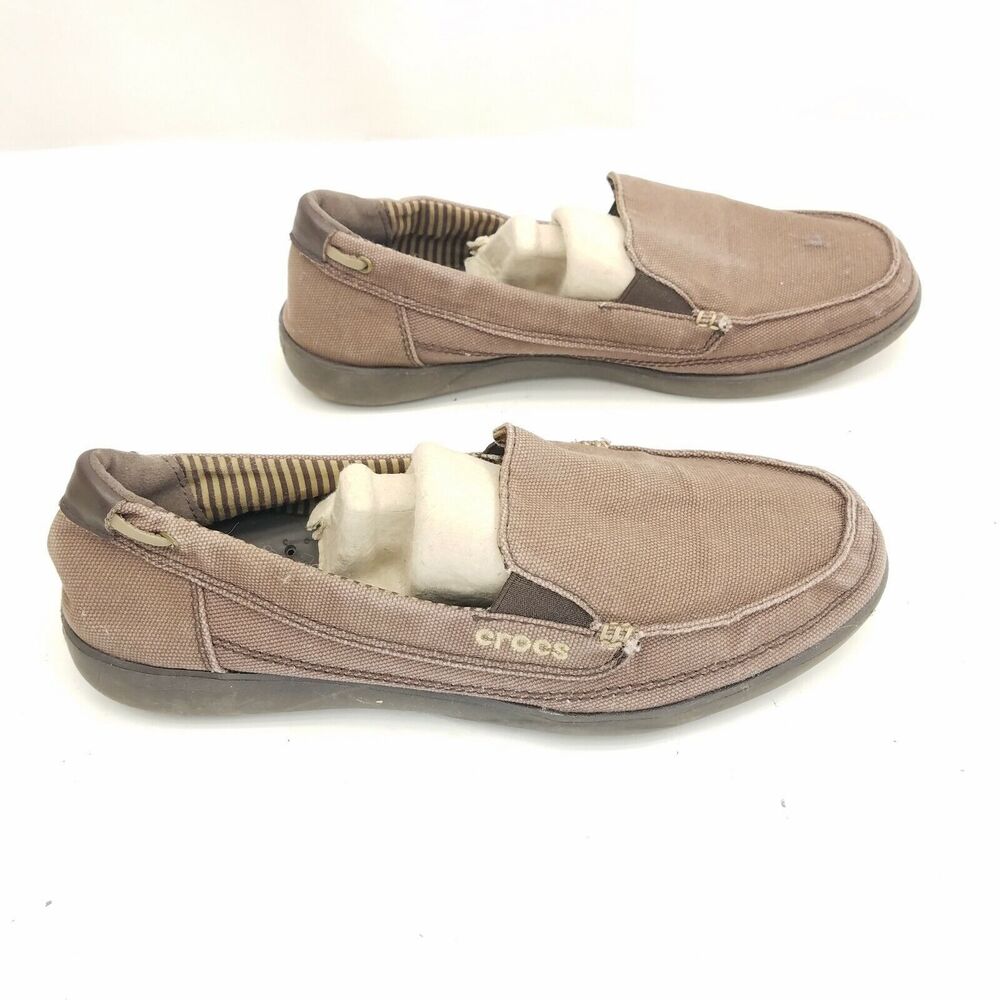 Crocs Walu Ii Brown Canvas Loafer Slip On Casual Shoe… - Gem